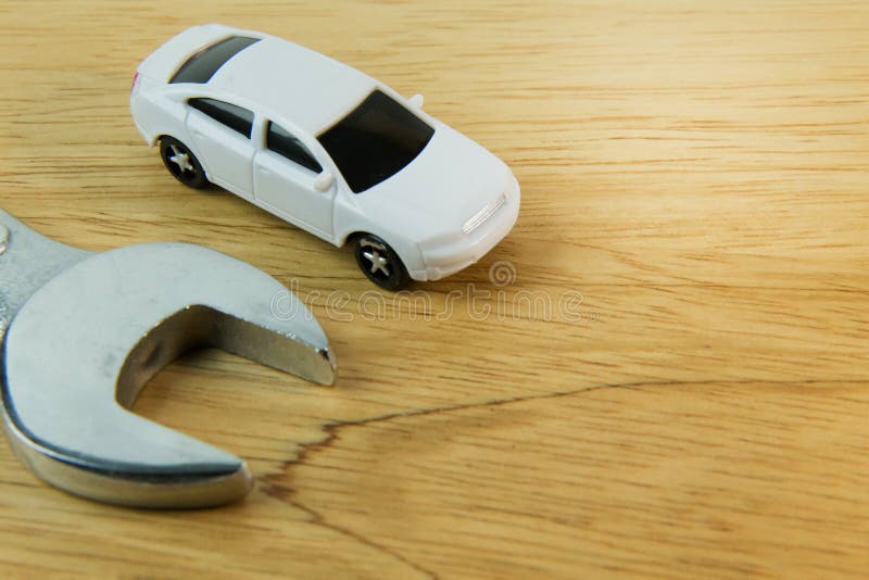 White Car Toy on Wood Table Image Close Up. Stock Image - Image of ...