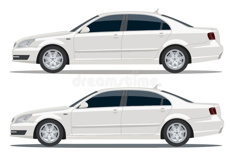 White Car Vector Template with Simple Colors without Gradients and ...