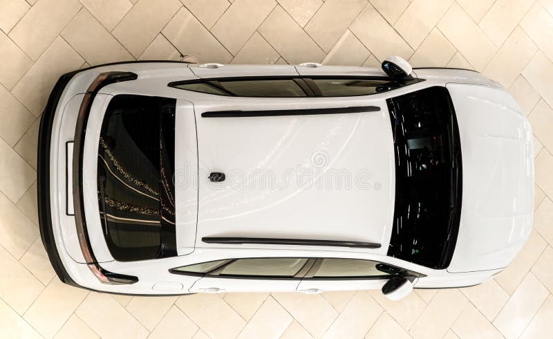 White Car View from Above Road Stock Image - Image of auto, drive ...