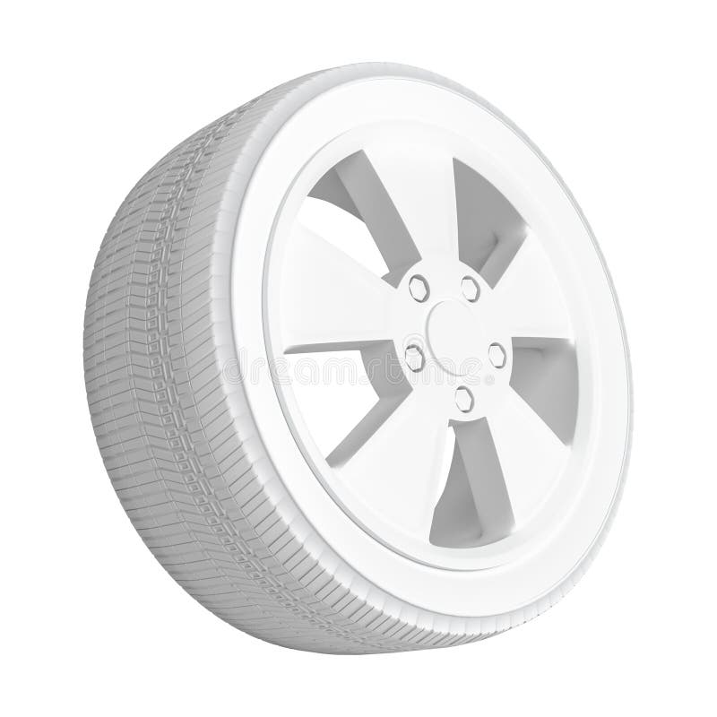 White Car Wheel on White stock illustration. Illustration of disc ...