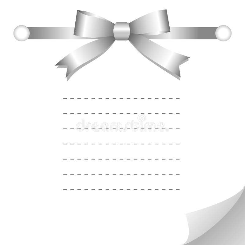 White Card with Ribbon Vector Illustration Stock Vector - Illustration ...