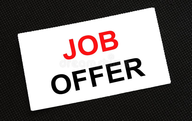 White Business Card on the Black Background with Text Job Offer Stock ...