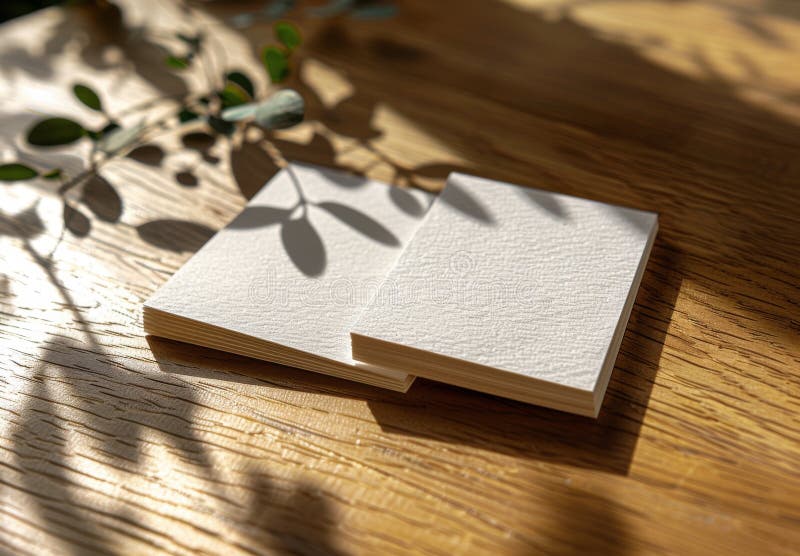White Card Deck on Rustic Wooden Table with Sunbeam Stock Photo - Image ...