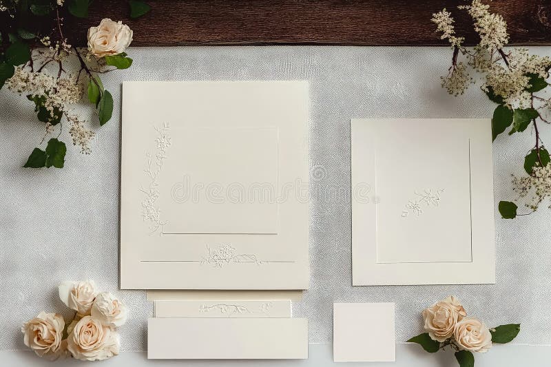 White Card with a Frame and a Flower on it Stock Image - Image of ...