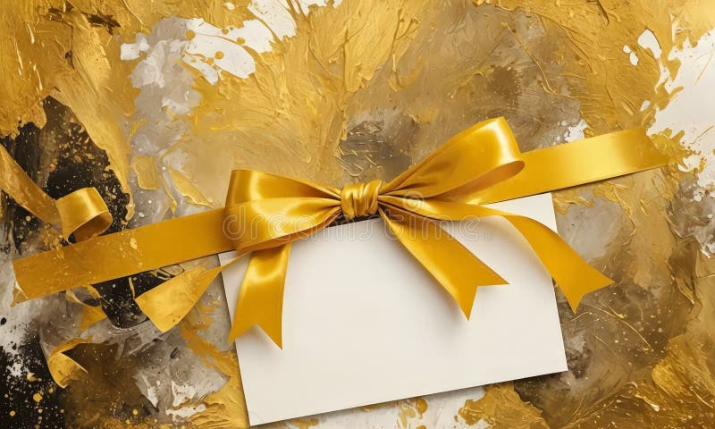 White Card with Gold Bow on Background Stock Illustration ...