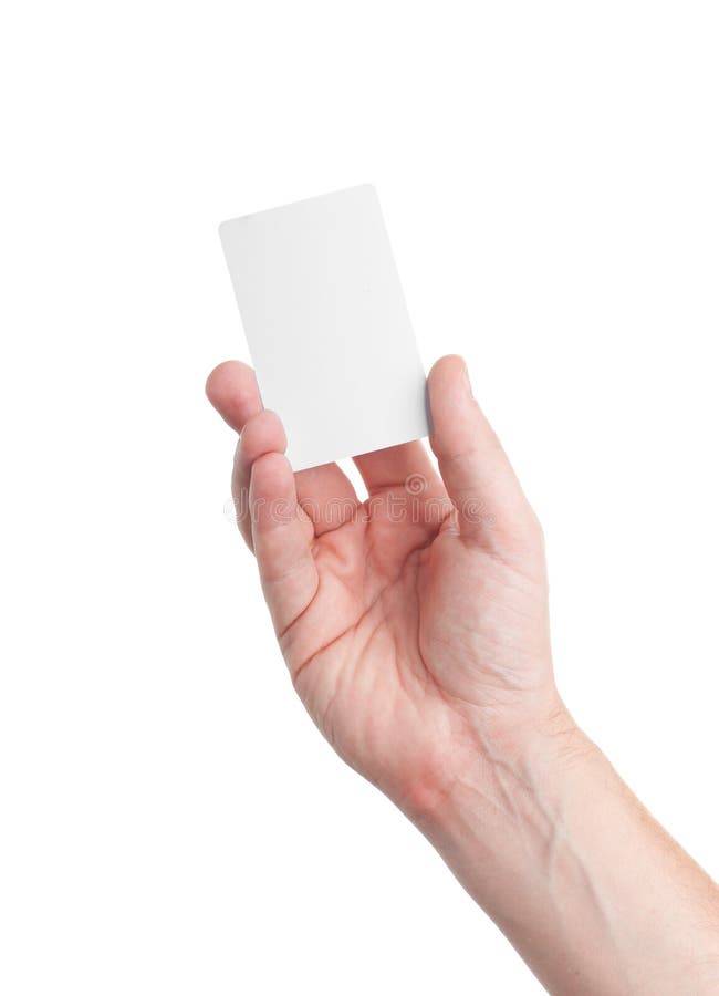 White Card in a Human Hand Isolated on White Background Stock Image ...