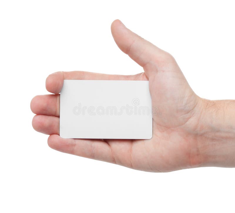 White Card in a Human Hand Isolated on White Background Stock Photo ...