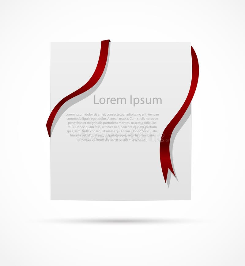 White Card with Ribbon Vector Illustration Stock Vector - Illustration ...
