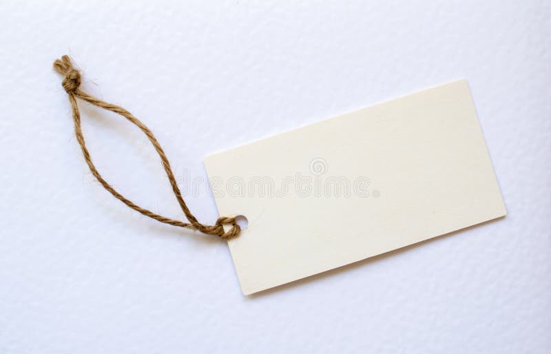 White Card with String on White Background. Place for Text Stock Photo ...