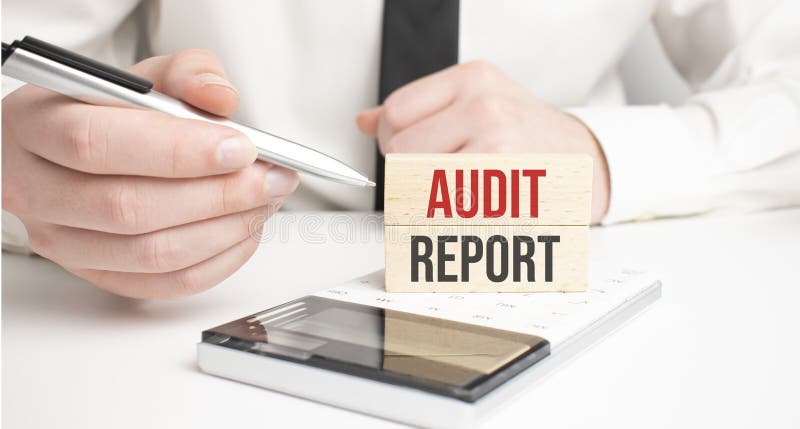 A White Card with the Text AUDIT on a Notebook in Hand Man Stock Image ...