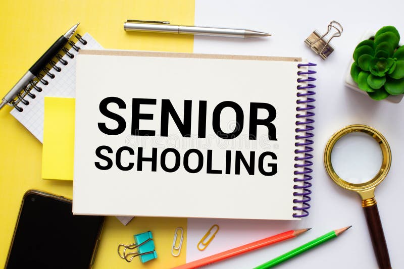 White Card with the Text Senior Schooling on Study Desk. Stock Image ...