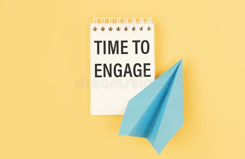 Time To Engage is Shown Using the Text and Picture of Clock Stock Image ...