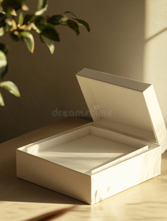 A White Cardboard Box is Illuminated by the Sun, Creating Soft Shadows ...