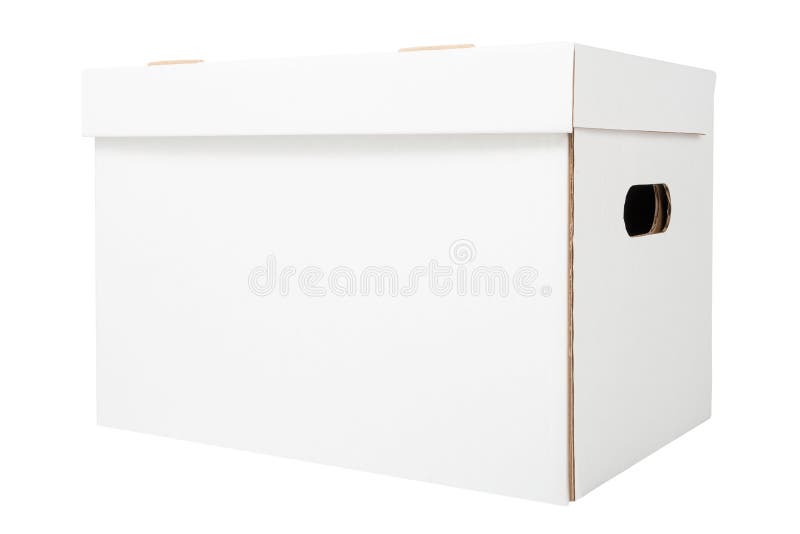 White Cardboard Box Isolated On White Background. White File Box For ...