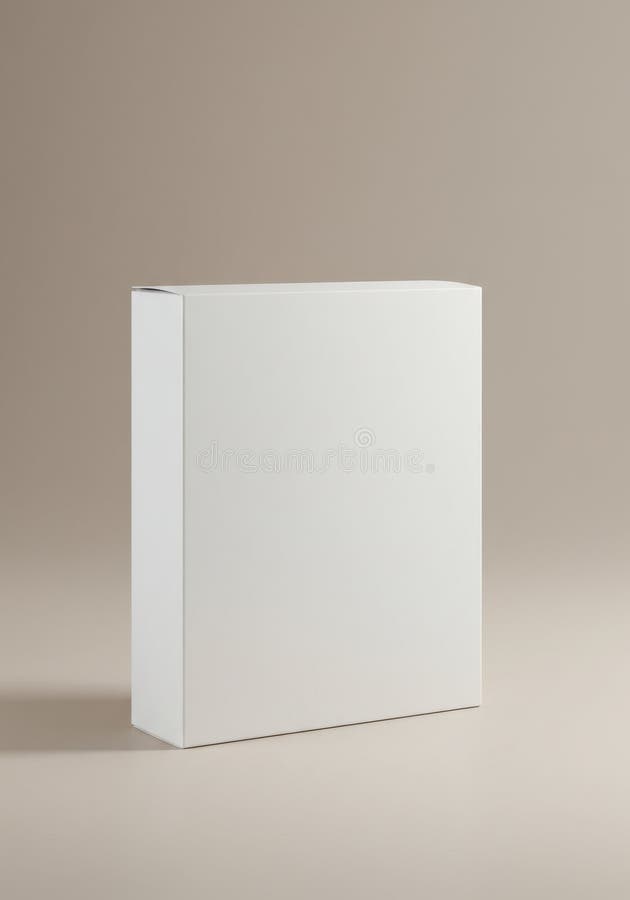 White Cardboard Box Mockup on Neutral Background Stock Illustration ...