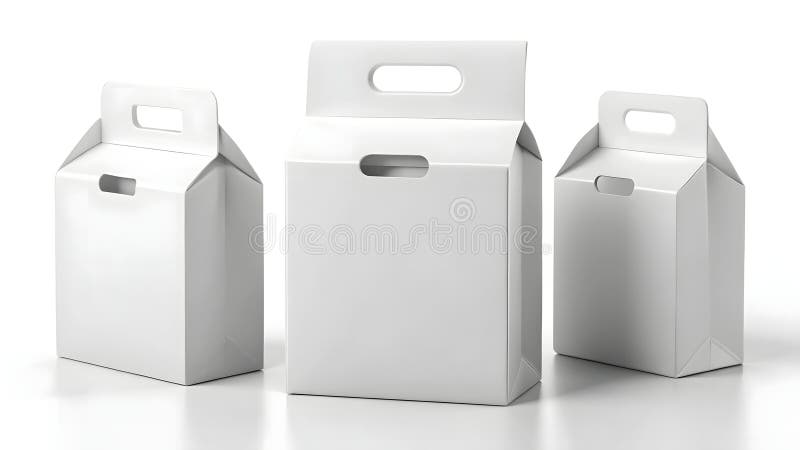 White Cardboard Carry Boxes Mockup Stock Illustration - Illustration of ...