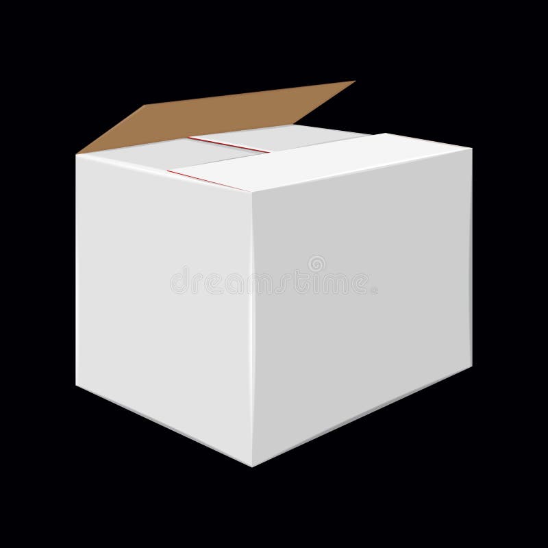 White Cardboard Close Box. Side View Stock Vector - Illustration of ...