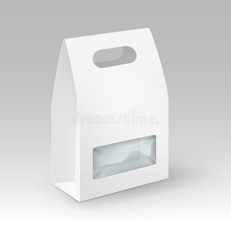 White Cardboard Handle Lunch Box Packaging for Sandwich, Food, Gift ...