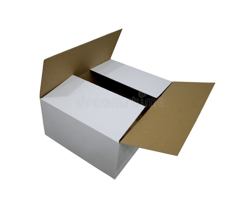 White Cardboard Open Box. Side View Stock Photo - Image of cardboard ...
