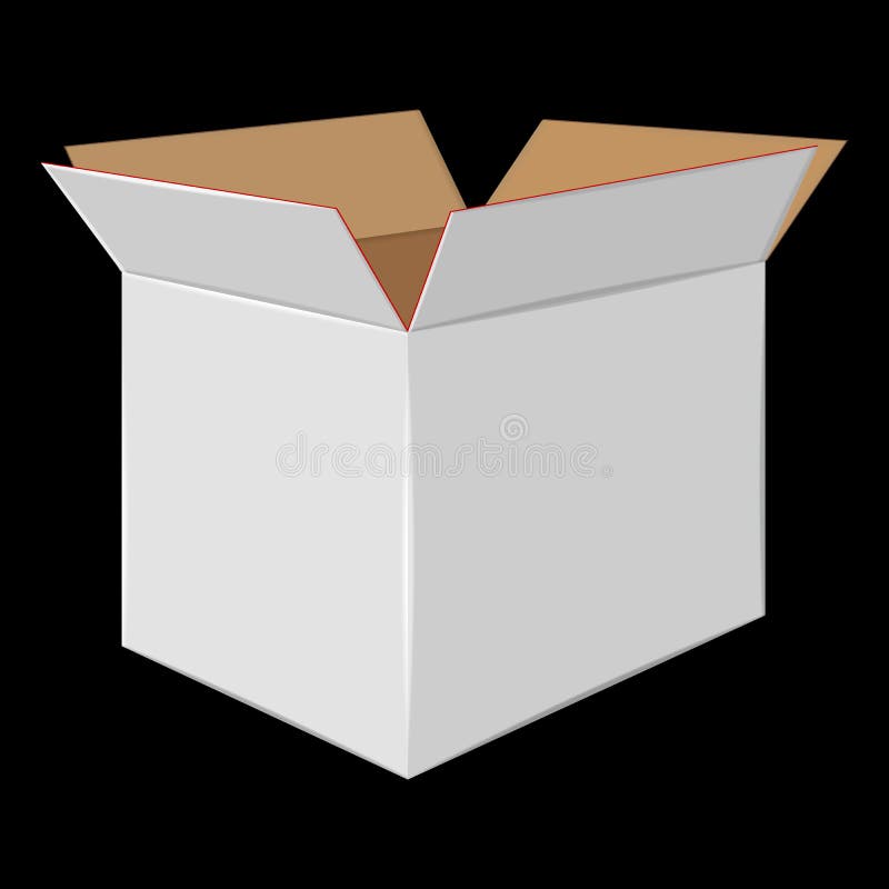 White Cardboard Open Box. Side View Stock Vector - Illustration of ...
