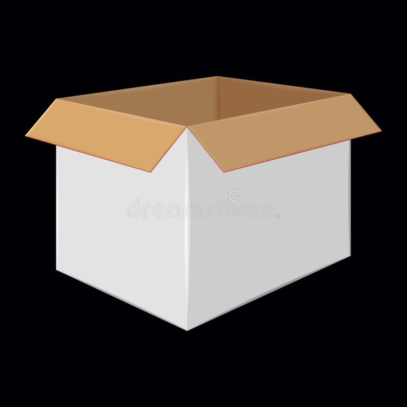White Cardboard Open Box. Side View. Package Design Stock Vector ...
