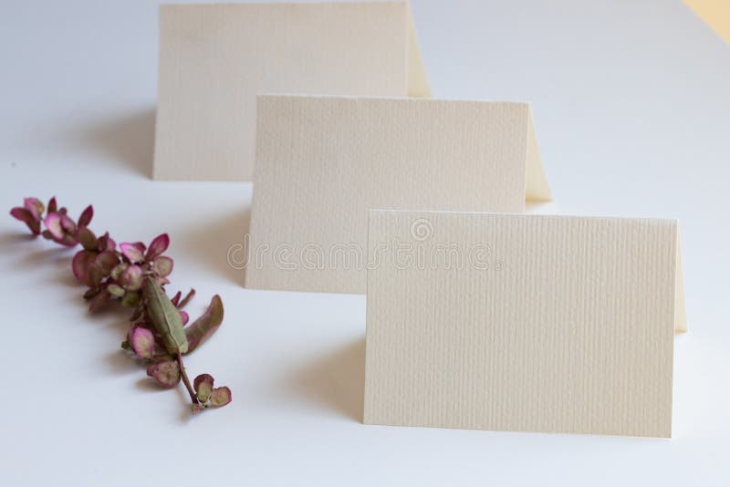 White Cards Mock Up with Space for Your Text Stock Photo - Image of ...