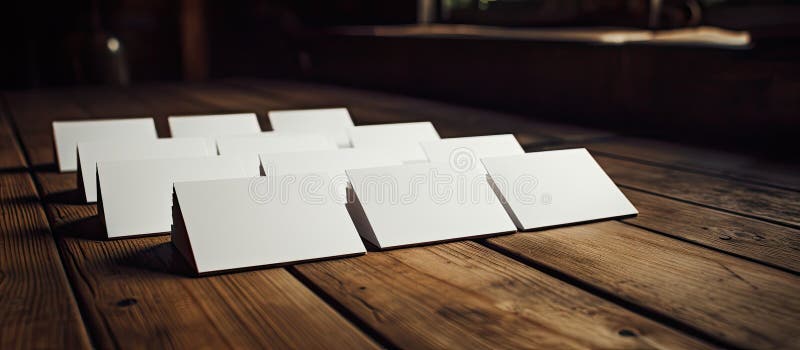 White Cards on Wood Table, Part of Building Material Stock Photo ...