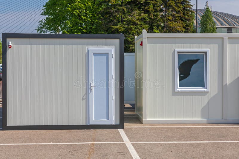 Container Office Construction Site Stock Image - Image of shipping ...