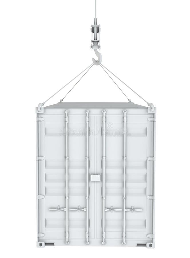 White Cargo Container on Hook Stock Illustration - Illustration of ...