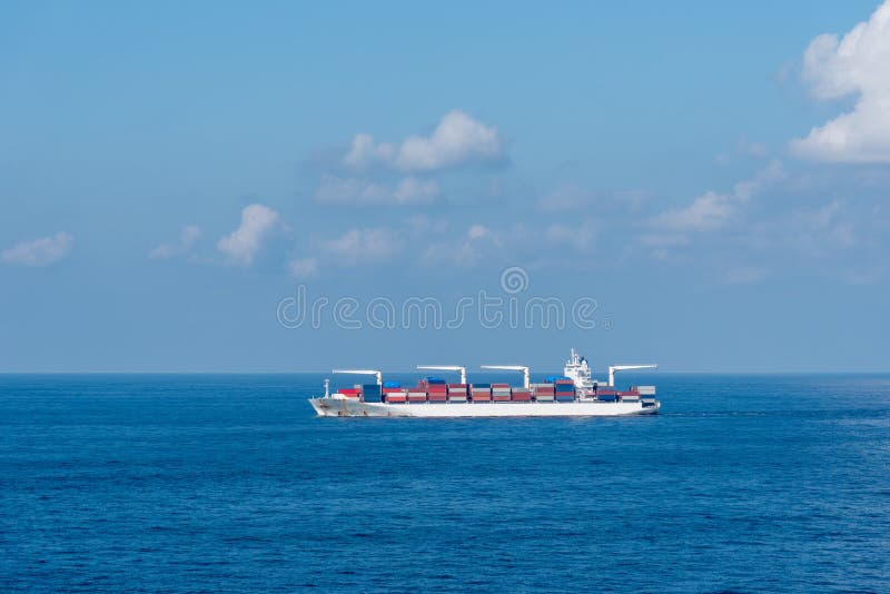 White, Cargo Container Ship at Sea. Stock Image - Image of horizon ...