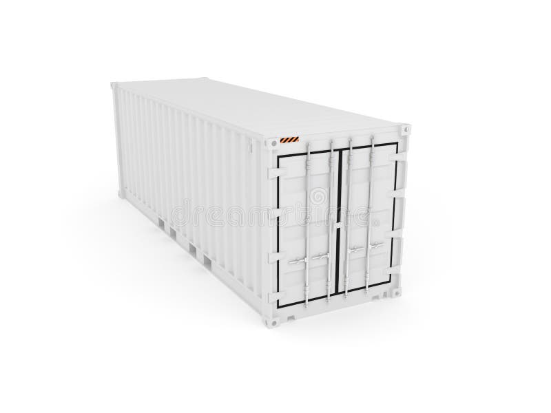 White Cargo Sea Container on White Back Stock Illustration ...