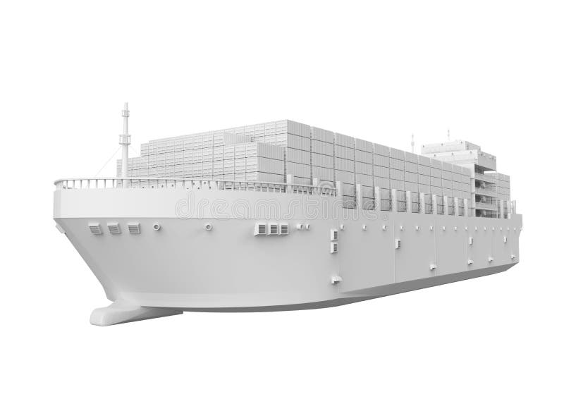White Cargo Ship or Vessel Model Isolated on White Stock Illustration ...