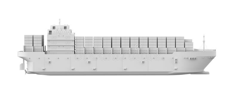 White Cargo Ship or Vessel Model Isolated on White Stock Illustration ...