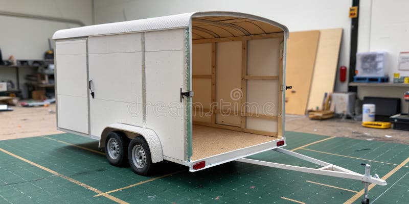 White Cargo Trailer Model Construction and Interior, Scale Model, Hobby ...