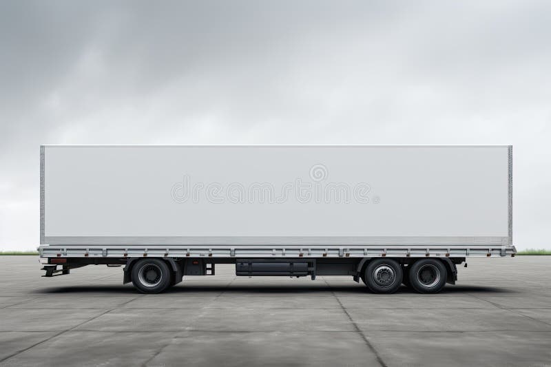 White Cargo Truck Container. Copy Space. White Truck Container Side ...