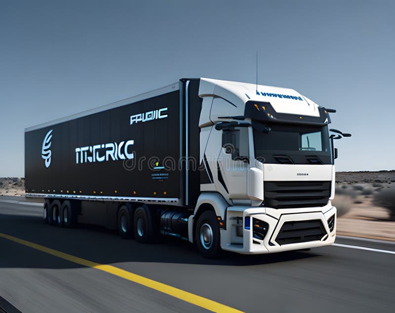 White Cargo Truck with Trailer on a Blue Background. 3 D Illustration ...