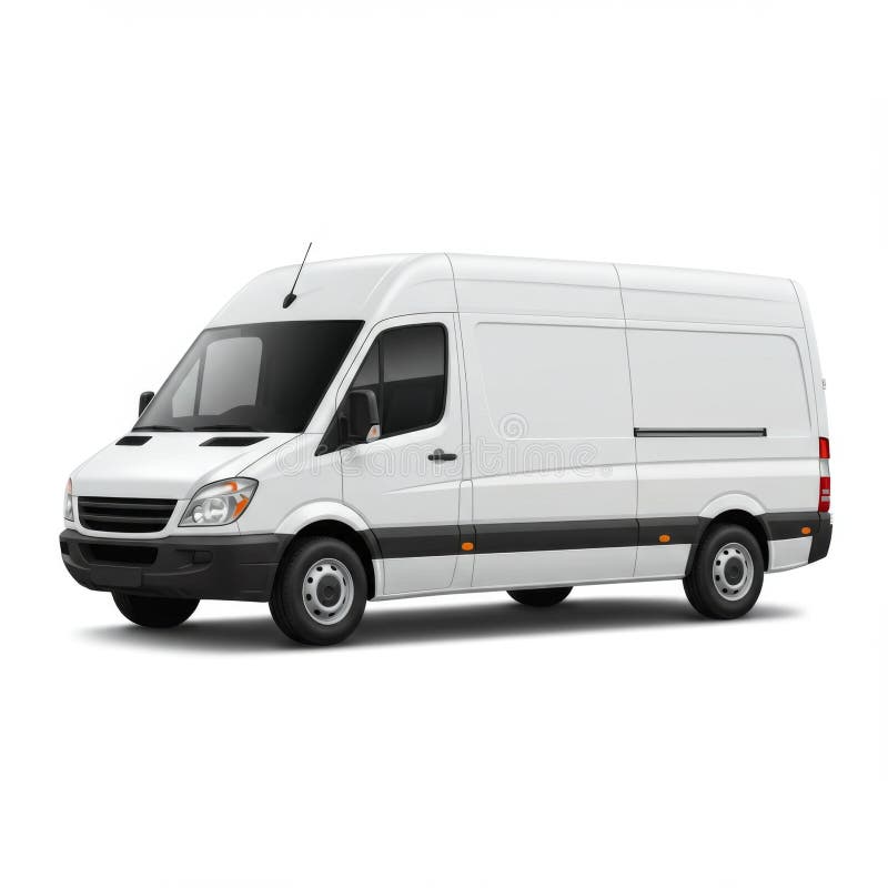 White Cargo Van on White Background Stock Illustration - Illustration ...