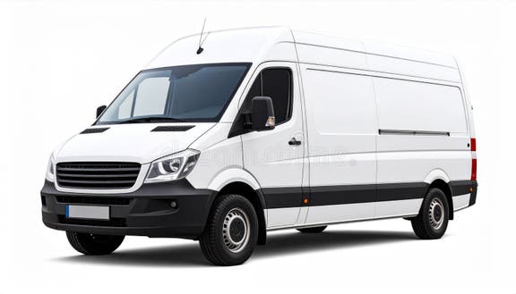 White Cargo Van on White Background Stock Illustration - Illustration ...