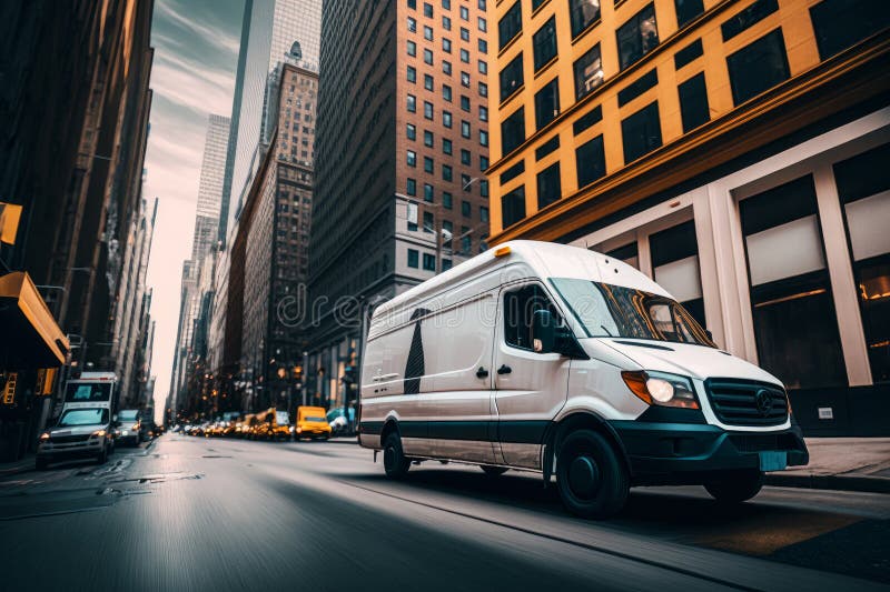 White Cargo Van. Isolated on Solid Color Studio Background. Side View ...