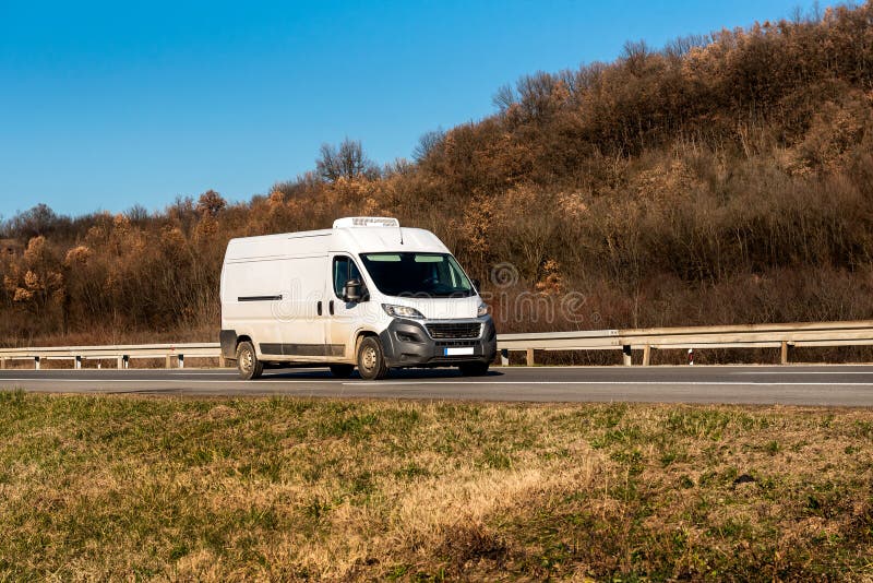 White Cargo Van Side View Isolated on White Background, Generative AI ...