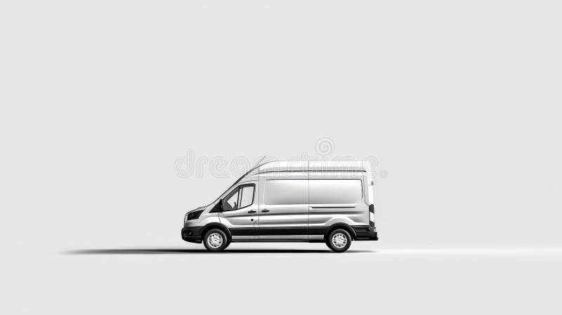 White Cargo Van Side Profile Studio Shot Stock Illustration ...
