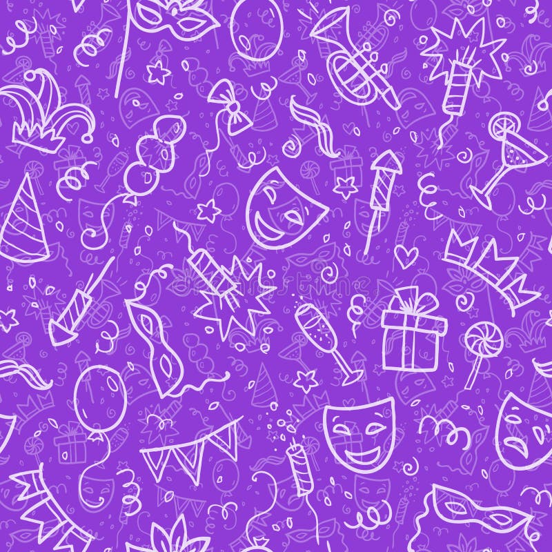 Violet Doodle Flowers Vector Seamless Pattern Stock Vector ...