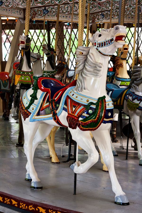 White Carousel Unicorn stock photo. Image of white, relax - 1483884
