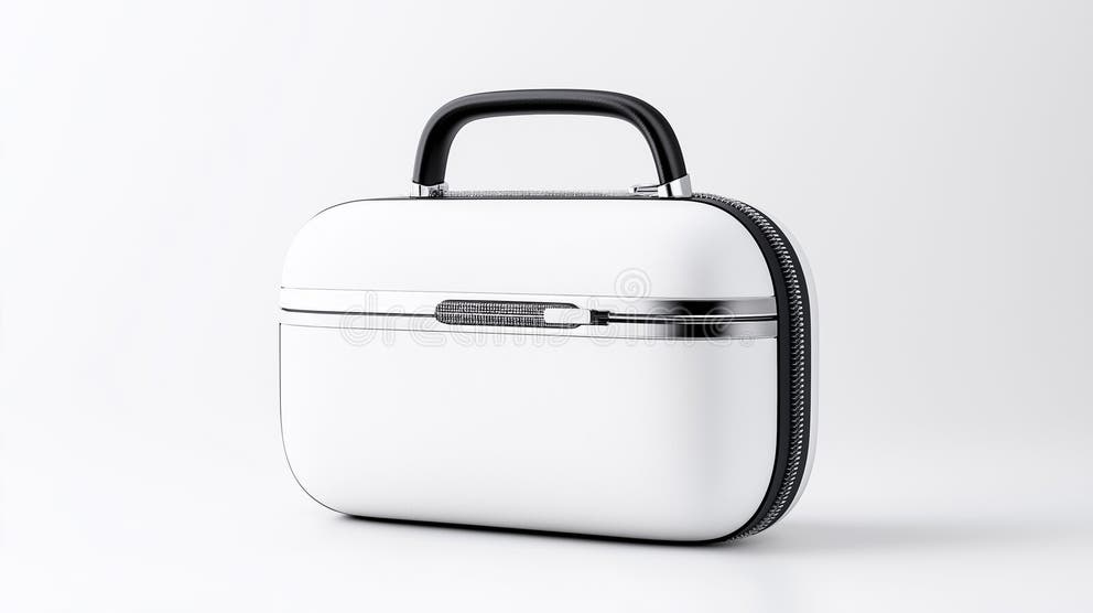 White Carrying Case with Smooth Metallic Zipper and Handle Displayed on ...