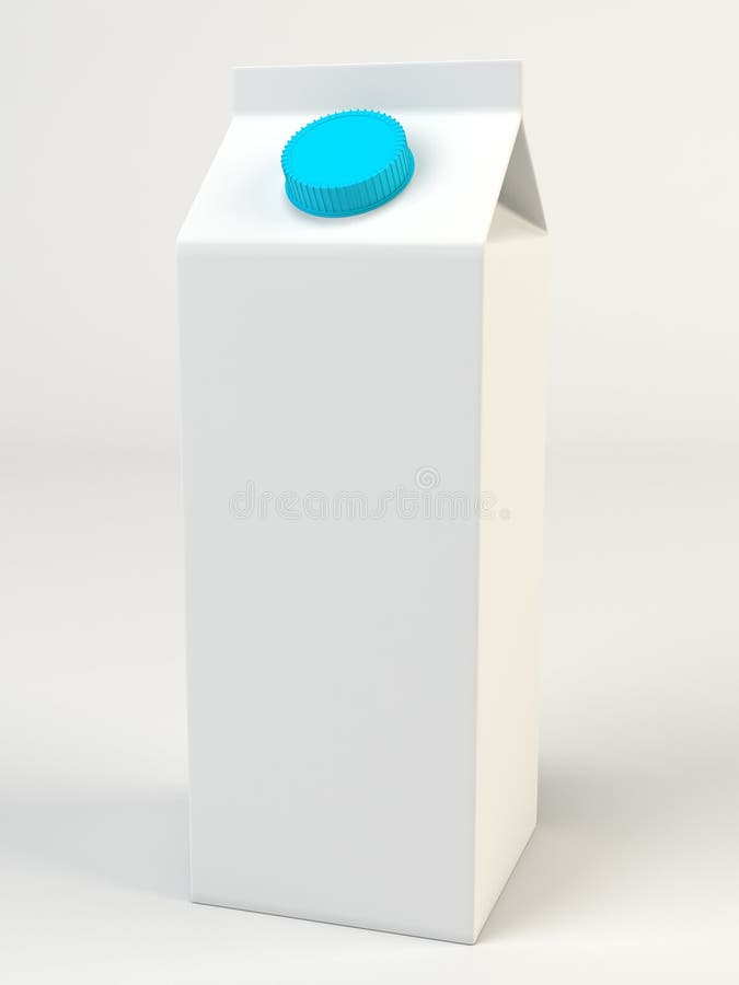 White Carton Pack for Milk with a Blue Lid. 3D Visualization Editorial ...