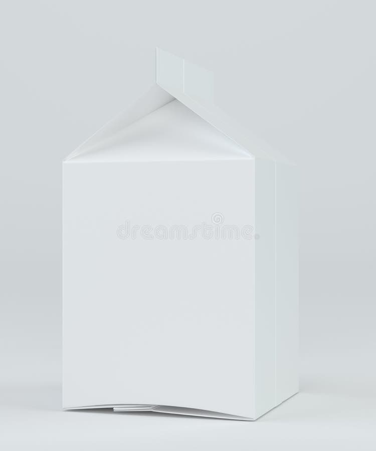 Milk Box Front View. Carton Box with Cap Mock-up. White Clear Empty Box ...