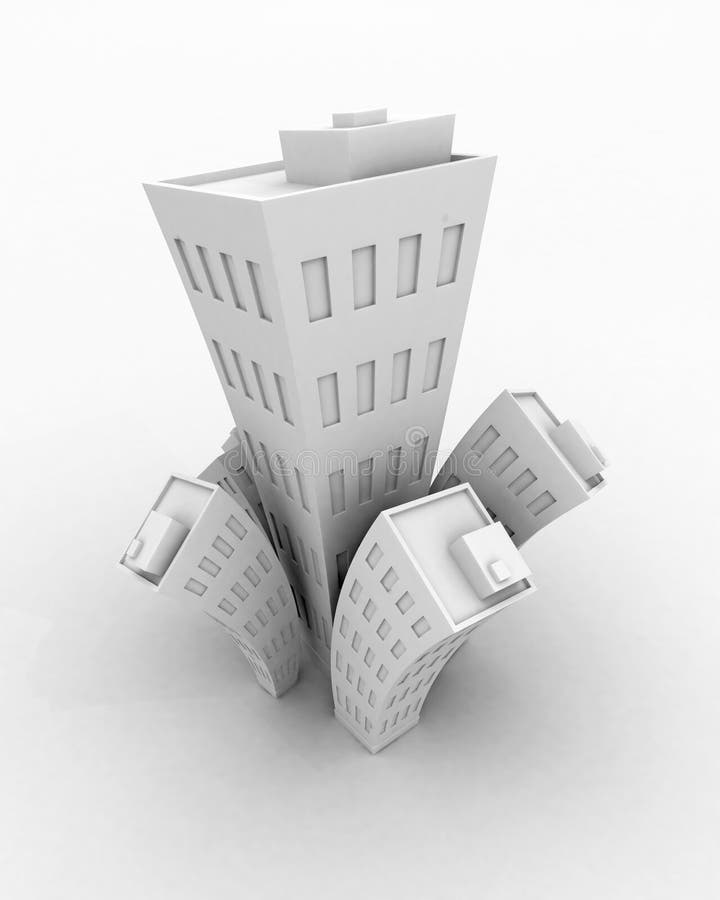 White Cartoon 3d Building Growth, Isolated Stock Illustration ...