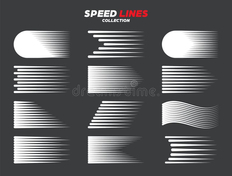 White Cartoon or Comic Speed Lines with Round Corners. Simple Line with ...