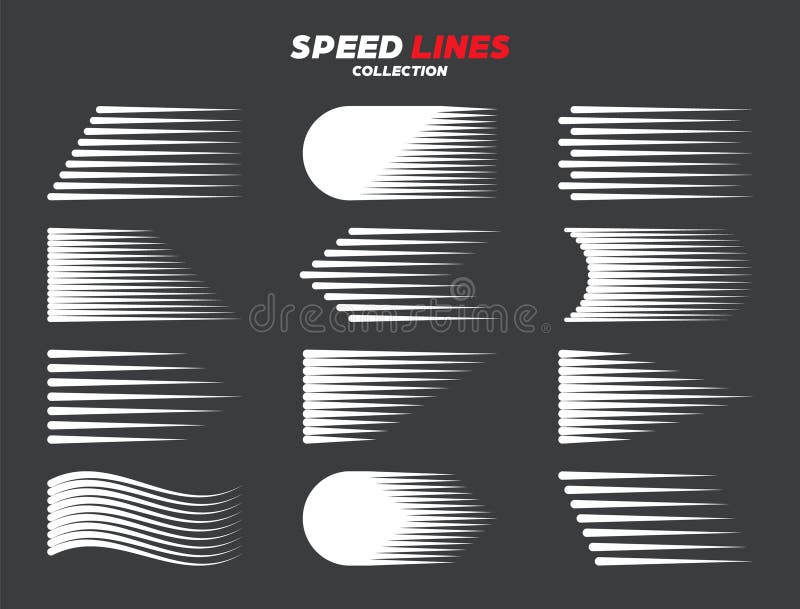 White Cartoon or Comic Speed Lines with Round Corners. Simple Line with ...