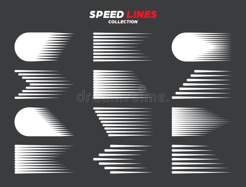 White Cartoon or Comic Speed Lines with Round Corners. Simple Line with ...